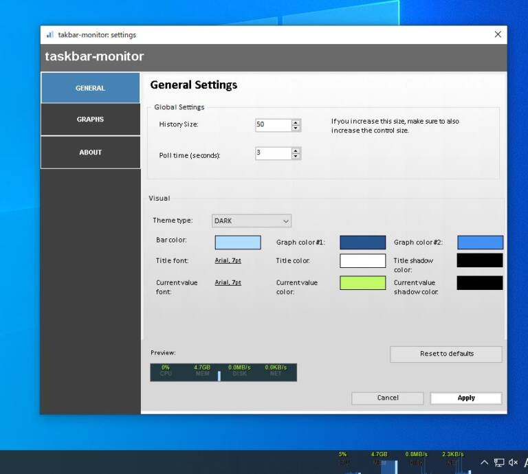 タスクバーにオシャレにCPUやメモリ使用量などリソースモニターを表示するソフト 『taskbar-monitor』 - PCあれこれ探索