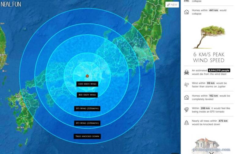 恐ろしい!! もしも地球に隕石が落ちたら、をシミュレートできるWebサービス 『Asteroid Launcher』 - PCあれこれ探索
