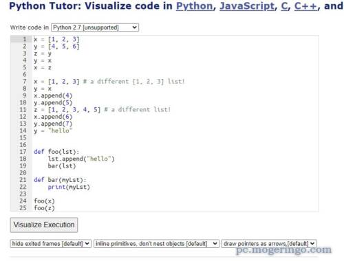 Pythonやjavascriptなどプログラムを1行ずつ実行して学習が捗るwebサービス 『python Tutor Code