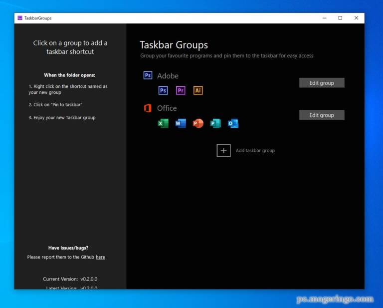 タスクバーに美しくアイコンを並べて起動できるランチャーソフト 『Taskbar Groups』 - PCあれこれ探索
