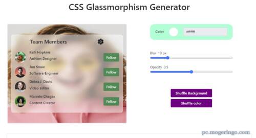 すりガラスの様なオシャレなBOXをCSSで作成できるWebサービス 『CSS Glassmorphism Generator』 - PCあれこれ探索