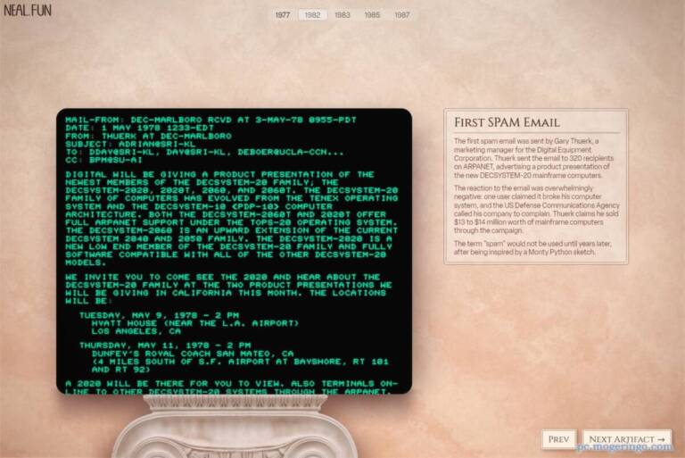 インターネット誕生を体験できる面白いWebサービス 『Internet Artifacts』 - PCあれこれ探索