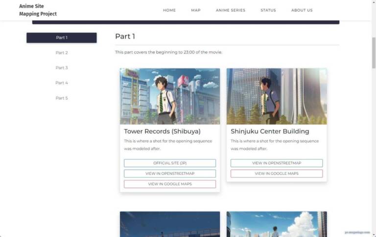 実在する人気アニメのシーンをGoogleマップにマッピングしたWebサービス 『Anime Site Mapping Project ...