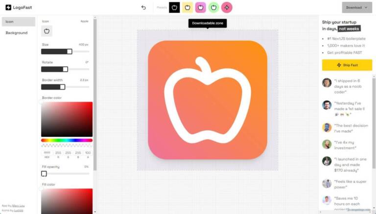 自由自在に美しいアイコン・ロゴをWeb上で生成できるWebサービス 『LogoFast』 - PCあれこれ探索