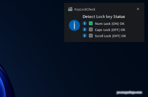 NumLockやCapsLockなどキーボード状態が変わった時に警告してくれるソフト 『KeyLockCheck』 - PCあれこれ探索
