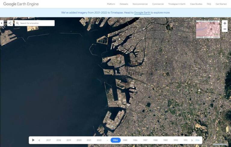 40年近くの地形の変化が見れるWebサービス 『Timelapse – Google Earth Engine』 - PCあれこれ探索