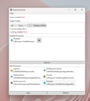 指定したアプリからマウス移動を禁止できるソフト 『AutoCursorLock』 - PCあれこれ探索